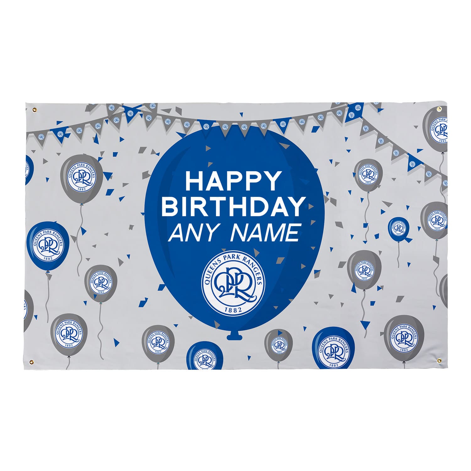Queens Park Rangers Personalised Birthday Banner (5ft x 3ft, Balloons